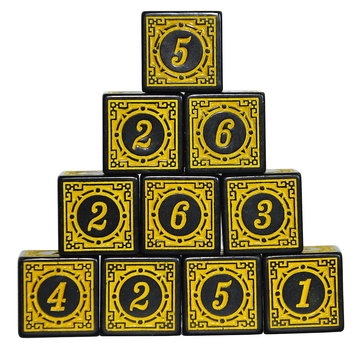 SmartDealsPro 10-Pack D6 Six Sides 16mm Dice Die for DND MTG PRG Wow Table Game Math Teaching (Yellow Letter)