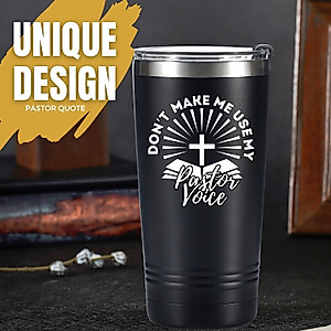Onebttl Pastor Appreciation Tumbler - 20oz Stainless Steel for Ordination, Thank You, Men - Thanksgiving, Christmas, Birthday Gift - Don't Make Me Use My Pastor Voice