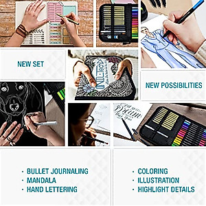 All-in-One Artist Drawing Pens Set -16 Dual Tip Brush Pens, 3 Calligraphy Pens, 10 Drawing Pens, Ruler, White Ink Pen, Mechanical Pencil, Sketch Pad Perfect for Coloring Journaling Planner Projects
