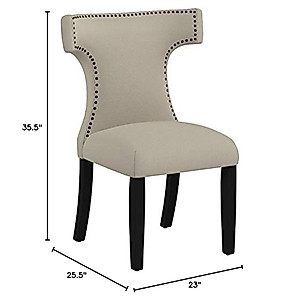 Modway Curve Mid-Century Modern Upholstered Fabric with Nailhead Trim in Beige, One Chair