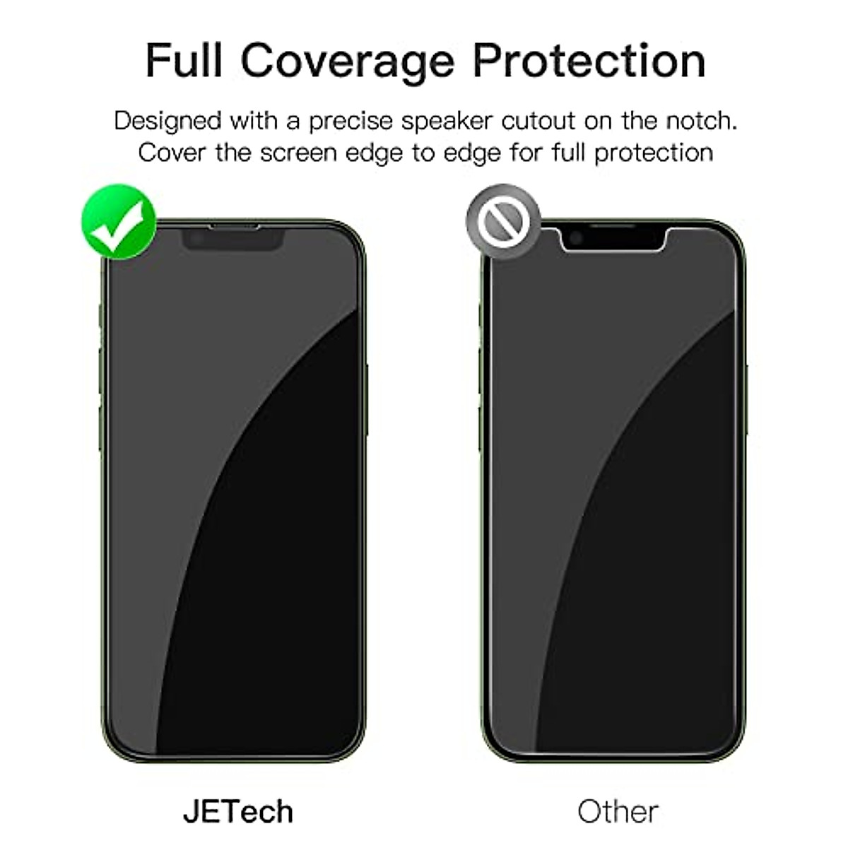 JETech Full Coverage Screen Protector for iPhone 13 mini 5.4-Inch, Black Edge Tempered Glass Film with Easy Installation Tool, Case-Friendly, HD Clear, 3-Pack