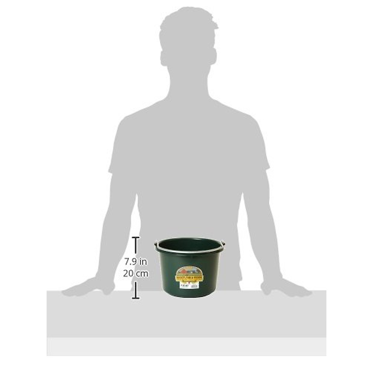 Miller Manufacturing P8GREEN Plastic Round Back Bucket for Horses, 8-Quart, Green