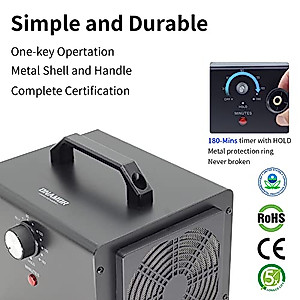[New Upgraded 15000mg/h] Ozone Generator for Areas of 2000+ Sq.Ft, Ozone Machine Odor Removal for Home, Ozone Odor Eliminator for Smoke, Car, Basements, and Pet Odors - Black