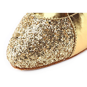 Honeystore Women's Glitter Sequin Mary Jane Latin Ballroom Dance Shoes 1920s Prom Salsa Performance Gold 9.5 B(M) US