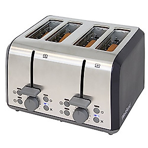 West Bend 4 Slice Toaster with Extra Wide Slots, Bagel Settings, Ultimate Toast Lift and Removable Crumb Tray, Silver