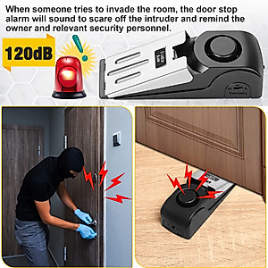 Crosize Upgraded Alarm Door Stops, Portable Security Hotel Safety Door Stoppers for Bottom of Door (Black 1 Pack)