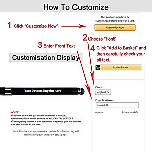 Ancolo Personalized Pens with Stylus -10 pcs/pack Custom Printed Name Pens with Black Ink - Imprinted with Logo or Slogan/phone number/address - Perfect for advertising (Red)