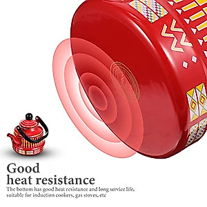 Kichvoe Teapot Tea Kettle Enamel Tea Kettle Enamel Hot Water Kettle Pot Stovetop Safe with Handle Water Heating Pot Coffee Kettle for Stovetop Induction Cooker Red Christmas Green