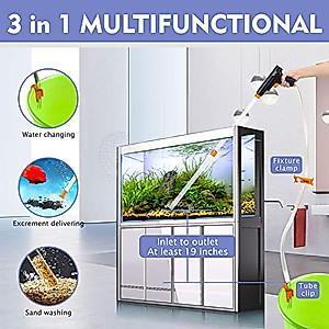 hygger Aquarium Gravel Cleaner, New Quick Water Changer with Air-Pressing Button Fish Tank Sand Cleaner Kit Aquarium Siphon Vacuum Cleaner with Water Hose Controller Clamp