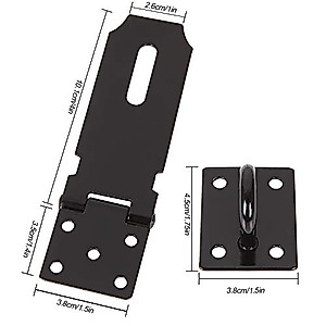 2 Pack 4 Inch Padlock Hasp, 304 Stainless Steel Padlock Latch, Door Clasp Hasp Latch Lock for Door Window Cabinet Pet Cage Toolbox Outdoor Shed, Brushed Finish, Mounting Screws Included, Black