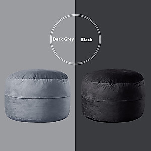 WhatsBedding Bean Bag Chairs for Adults Filled with Memory Foam, Large Bean Bag Sofa, Furniture Bag with Soft Dutch Velvet Cover,Black, 3 FT