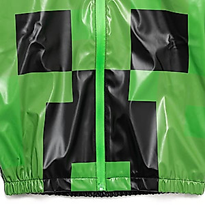 Minecraft Creeper Big Boys Zip Up Raincoat Jacket Black 18-20