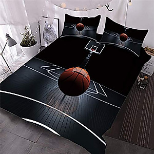 Wowelife Basketball Bedding Twin Comforter Set for Boys 5 Piece Bedding Set Twin Black Basketball Bed Set Twin Kids 3D Twin Bedding Set Sports Decor for Boys Bedroom with Sheets, Super Breathable Soft