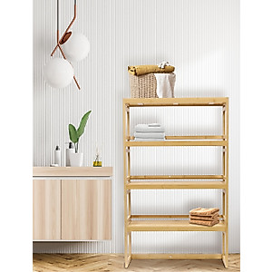 RoyalHouse Bamboo Rack, 4-Tier Shelving Unit, Perfect Storage Organizer for Bathroom, Living Room, Kitchen, Entryway, Closet