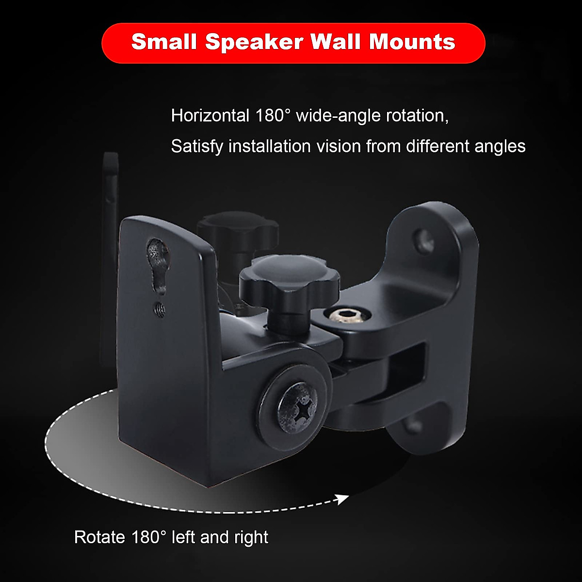 BS-218pro Universal Speaker Wall Mount for Small Speakers ,Vertical 120°, Horizontal 180°Adjustment,Hold up to 30lbs,Compatible with Bose, JBL, KEF, Klipsch, Sony & Others(2 Packs Black)