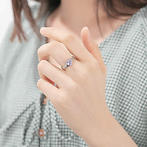 GLAMCARAT Personalized heart sterling silver ring mother’s jewelry with 1 birthstone heart shape engraved customized name birthstone ring with 1 stone