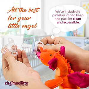 Baby Pacifier Holder Stuffed Animal with Detachable Binky – Fits All Baby Pacifiers with Ring for 0-6 Months & Up – Easy-To-Find Stuffed Animal Pacifier – Soft Dragon Pacifier Stuffed Animal Plush Toy