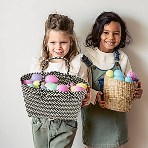 Cabilock Women's Clutch Handbags Summer Rattan Bag Straw Tote Bags Handbags Moroccan Market Basket French Wicker Basket Fruit Vegetables Shopping Bag with Handle for Beach Summer Black Beach Tote