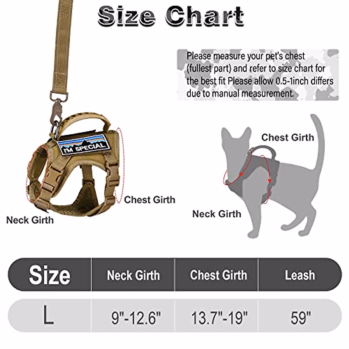 nanappice Tactical Cat Harness and Leash for Walking Esacpe Proof,Adjustable Soft Mesh Large Cat Vest with Rubber Handle Easy to Control,Molle Pathes
