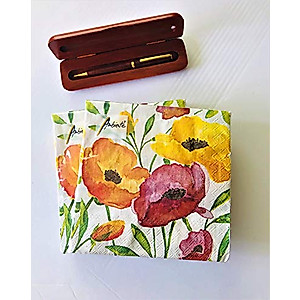 20-ct 13x13 Decorative Napkins for Decoupage Orange Poppy Napkins Mother's Day Floral Napkins Father's Napkins Decorative Paper Napkins Disposable Pretty Flower Lunch Cocktail Napkins Aquarell Poppy