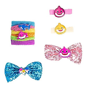 Luv Her Kid's pinkfong Baby Shark Fashioninsta's Backpack -Baby Shark Accessories Set for Girls -Baby Shark Sets - Bow's with Alligator Clips, Hair Ties, Backpack Ages 3+