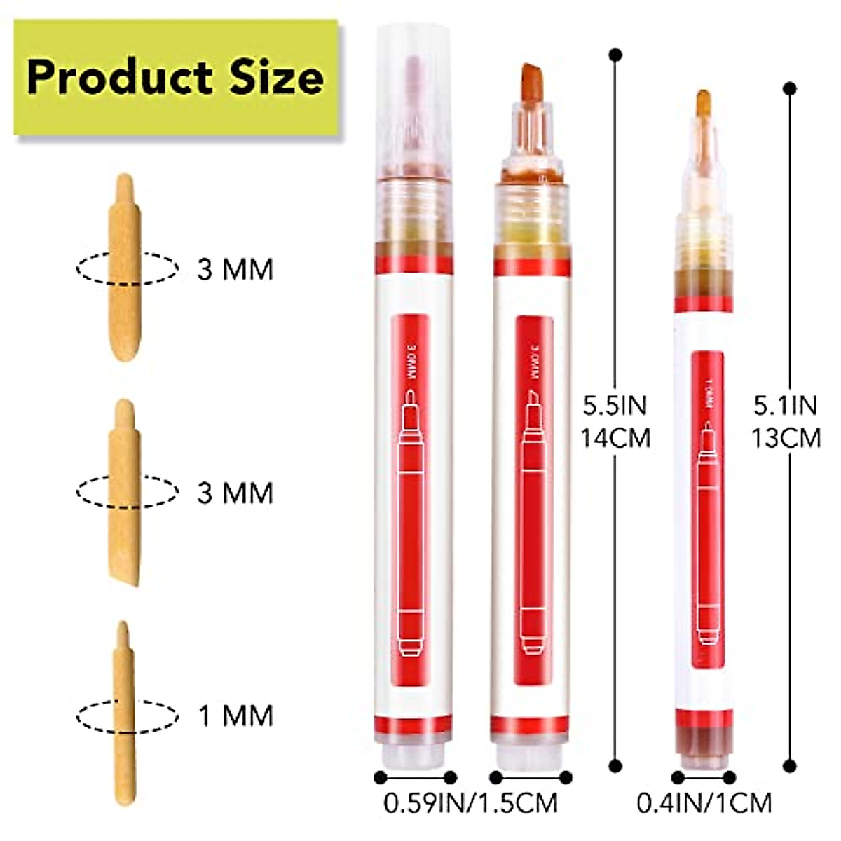 FUMILE Wood Burning Pen Set, 12PCS with 6PCS Scorch Pen Marker and Equipped with 6PCS Replacement Cores for DIY Wood Painting,Suitable for Artists and Beginners in DIY Wood Projects.