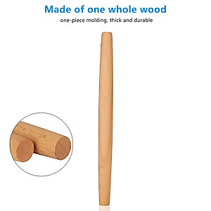 Dough Roller Wood Rolling Pin for Baking, 17-3/4 Inch by 1-1/4 Inch, Professional French Rolling Pins for Baking Pizza, Clay, Pasta, Cookies, Dumpling
