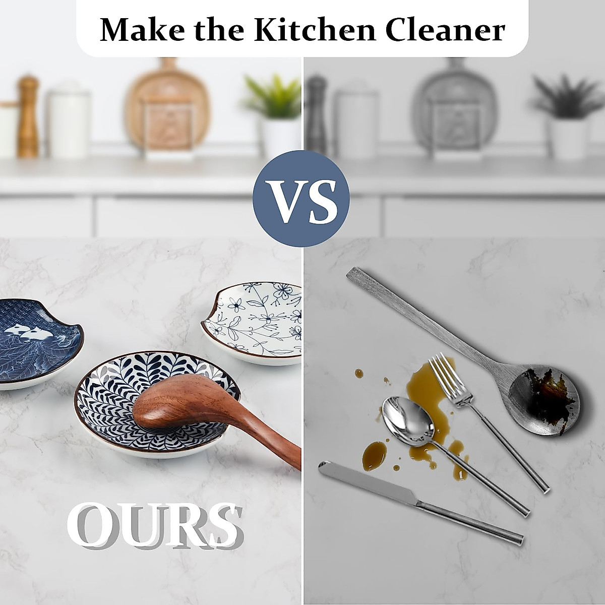 Spoon Rest for Stove Top 4.8", 4 Pcs Spoon Holder Ceramic Spoon Rest for Kitchen Counter Dining-Table, Heat Resistance Kitchen Spoon Utensil Rest for Coffee Spoons,Ladles,Tongs,Spatula