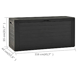 TIFITGO Asomie Patio Storage Box Anthracite 45.7"x17.3"x21.7" Indoor stockage bin home chest house tank Outdoor Furniture Outdoor Storage Boxes US Stock Fast Shipment Gray