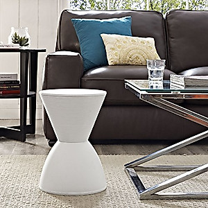 Modway Haste Contemporary Modern Hourglass Accent Stool in White