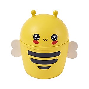 YISTOS 0.7 Gal Mini Desktop Trash Can with Lid, Small Bumble Bee Countertop Garbage Bin, Plastic Tiny Tabletop Wastebasket for Office/Kitchen/Coffee Table Room Decoration - Yellow