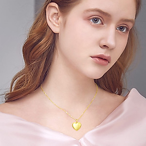 SOULMEET 18k Gold Plated Silver Minimalist Style Blank Heart Locket Necklace That Holds Pictures Photos Locket Necklace (Locket only)