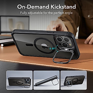 ESR for iPhone 13 Pro Max Case with Stand, Compatible with MagSafe, Full-Body Military-Grade Drop Proof Case with Built-in 9H+ Tempered Glass Screen Protector, Armor Series, Clear Black