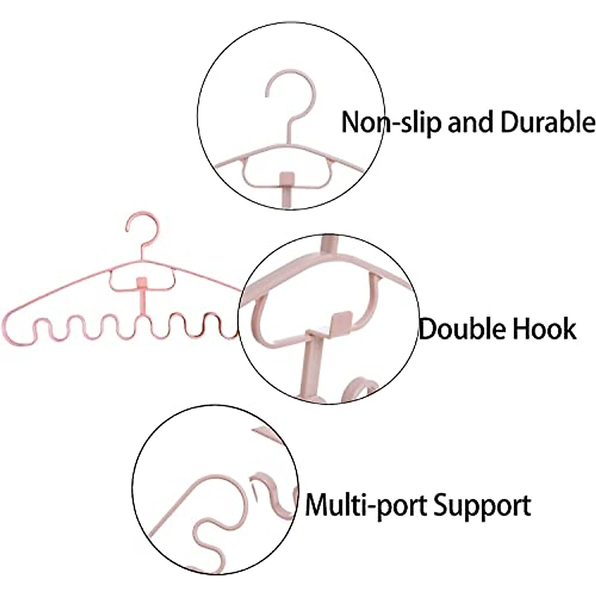 LXYY Wave Pattern Stackable Hanger, Sturdy Plastic Clothes Hangers Organizer Storage, Multifunctional Non Slip Magic Hanger 8 Slots Space Saving for Slings, Scarf, Shirts, Belts (White,10PCS)