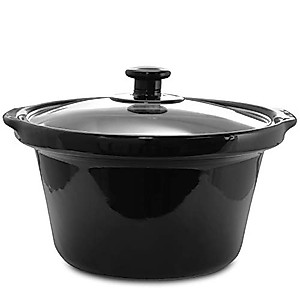 MegaChef Warmer Elite 2.5 Quart Slow Cooker and Buffet Server in Brushed Silver and Black Finish with 3 Ceramic Cooking Pots and Removable Lid Rests