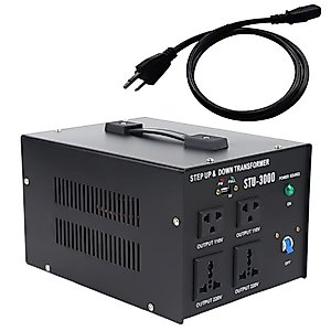3000W Voltage Converter Transformer Machine Power Converters Voltage Changer 3-Prong Plug AC Power Transformer Heavy Duty Step-up/Step-Down 110V to 220V/220V to 110V