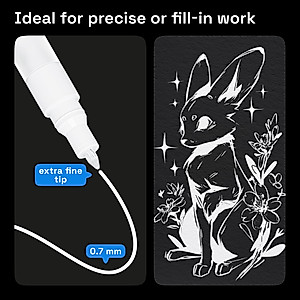 White Paint Pen for Rock Painting, Stone, Ceramic, Glass, Wood, Tire, Fabric, Metal, Canvas. Set of 5 Acrylic Paint White Marker Water-based Extra-fine Tip