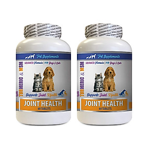 Dog Vitamins for Hip and Joint - PET Joint Health - Dogs and Cats - Turmeric and MSM - Increase Mobility - Decrease Inflammation - Premium - Dog glucosamine Turmeric - 2 Bottles (120 Tablets)