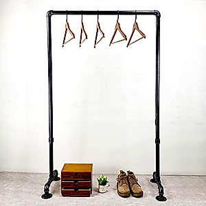 Womio Industrial Pipe Clothing Racks,36 in Hanging Clothes Retail Display,Commercial Grade Pipe Clothes Racks,Heavy Duty Garment Racks,Black brush silver