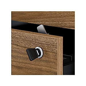 Bush Business Furniture Jamestown L Shaped Desk with Drawers, 72W, Fresh Walnut/White