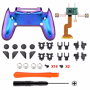 eXtremeRate Chameleon Dawn 2.0 FlashShot Trigger Stop Remap Kit for PS4 CUH-ZCT2 Controller, Upgrade Board & Redesigned Back Shell & Back Buttons & Trigger Lock for ps4 Controller JDM 040/050/055