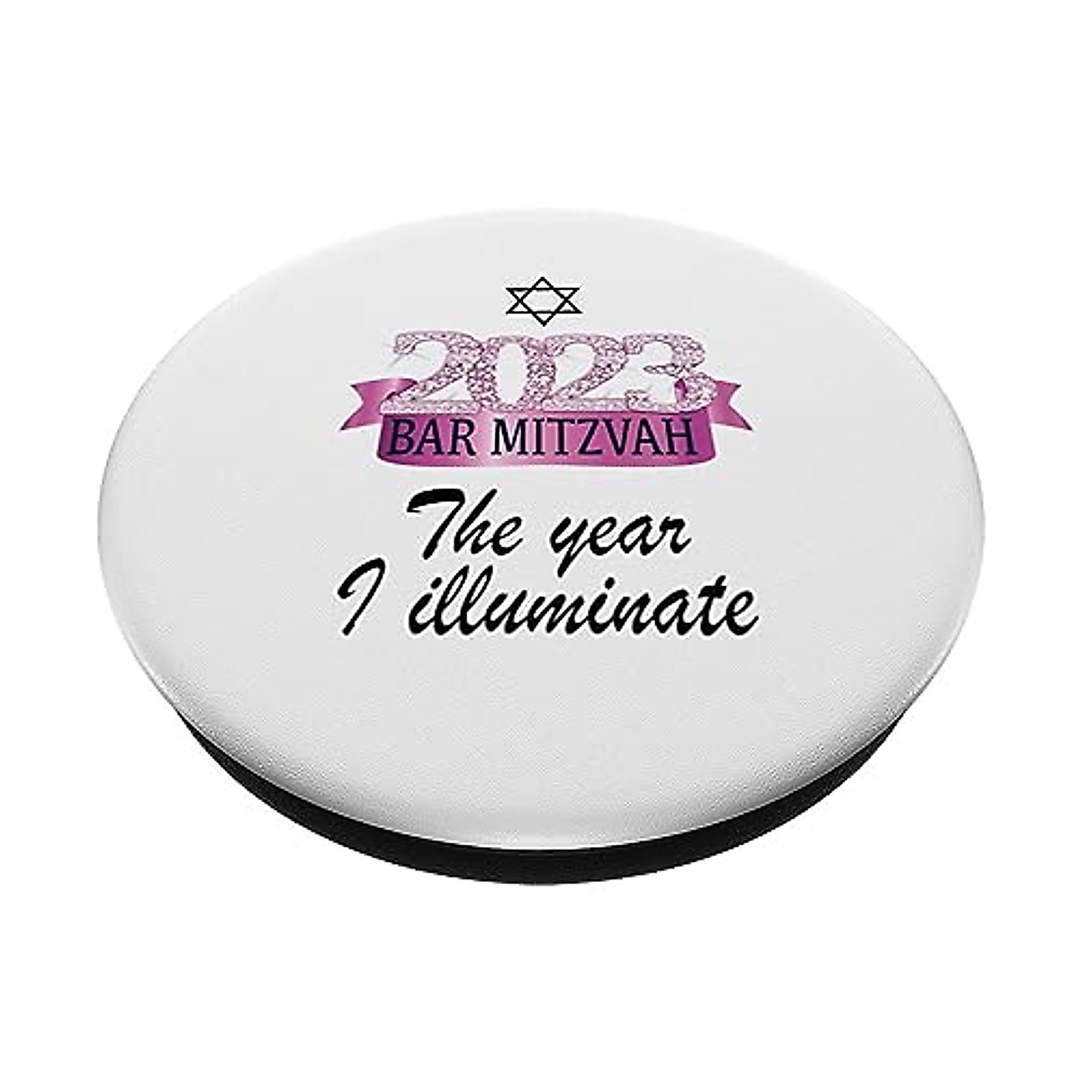 2023 Bar Mitzvah Quote Festive White Pink Decor PopSockets Standard PopGrip