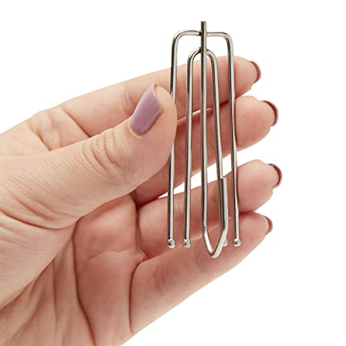 60 Pack Pinch Pleat Curtain Hooks for Drapes, 4-Prong Stainless Steel Drapery Pins (2.7 x 1 x 0.6 in)