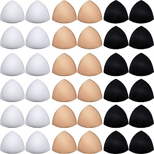 18 Pairs Triangle Sports Bra Pads Inserts Women Push up Breast Bra Insert Pads Sponge Removable Bra Cup Inserts Pad (White, Black, Nude Color)