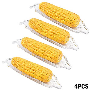 4 Pack Plastic Corn Trays Transparent Corn Dishes, Corn On The Cob Plastic Tray, Corn Holders on the Cob Skewers Cob Dinnerware (Clear)