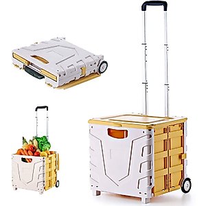 Foldable Utility Cart,Portable Folding Cart Tools Carrier with Telescopic Handle Heavy Duty Shopping Cart with 360degree Rolling Swivel Wheels for Travel