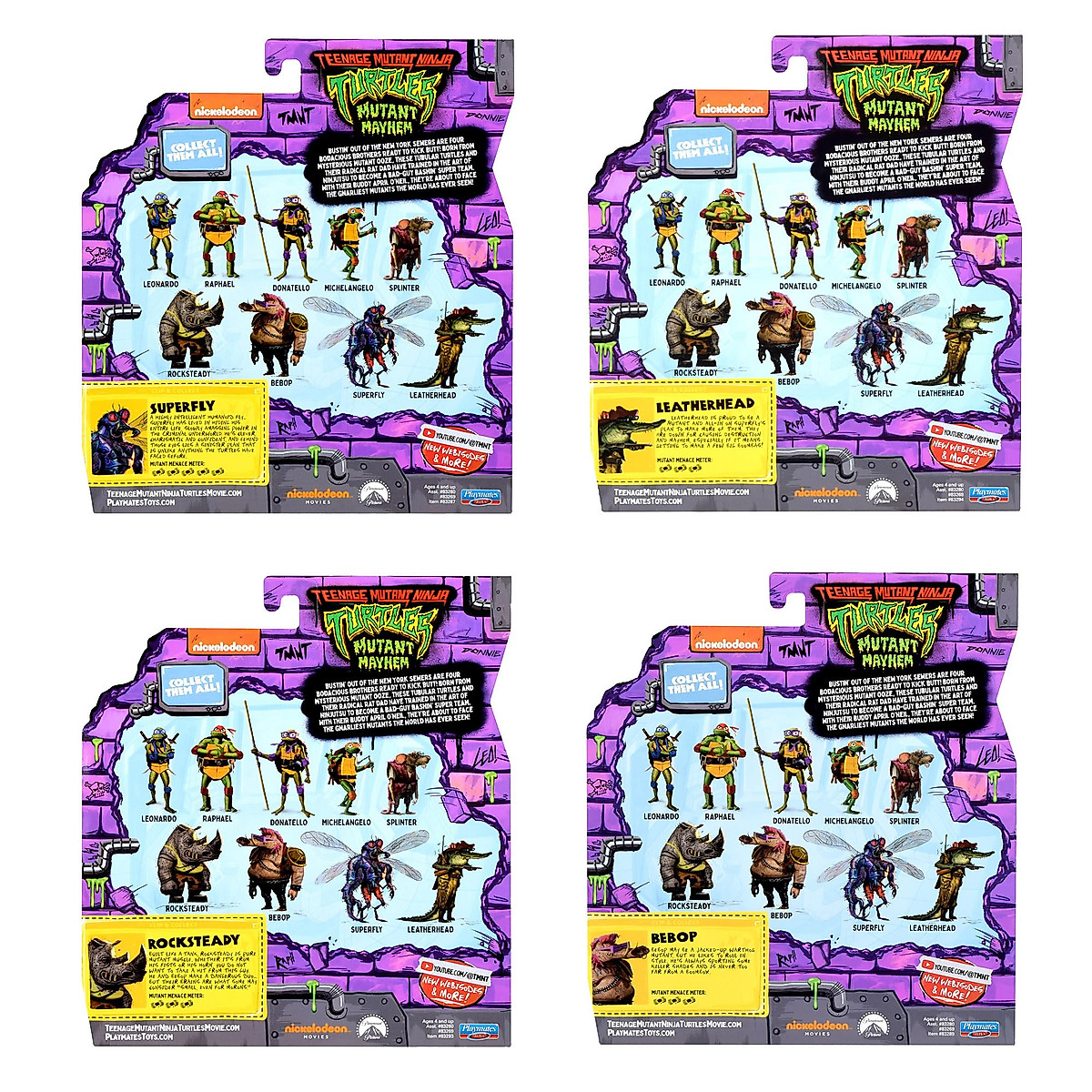 Teenage Mutant Ninja Turtles: Mutant Mayhem Basic Figure Mutant 4-Pack Bundle by Playmates Toys
