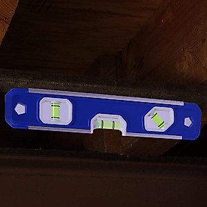 Magnetic Torpedo Level, Spirit Level 3 Bubble Plumb/Level / 45 Degree Level Degree Torpedo Magnetic Level Bubble Measuring Tool (9inch, Blue)