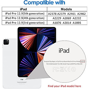 avakot 2 Pack iPad Pro 12.9 Screen Protector | Tempered Glass Film Compatible with iPad Pro 12.9 Inch 5th/4th/3rd Generation | Anti- Scratch Sensitive Hardness Screen Protector for iPad Pro 12.9