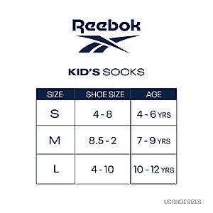 Reebok Boys' Quarter Socks - 12 Pack Stretch Performance Quarter Cut Arch Support Socks - Cushioned Athletic Socks for Boys, Size Large, Black/White/Grey Assortment